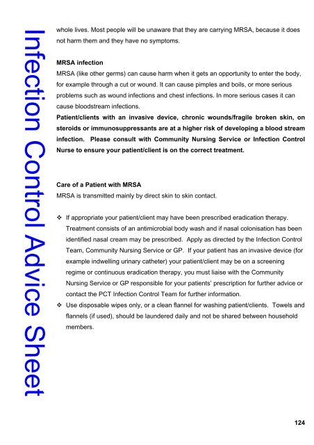 Infection Control Advice