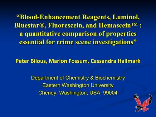 Blood-Enhancement Reagents, Luminol, BluestarÂ®, Fluorescein ...