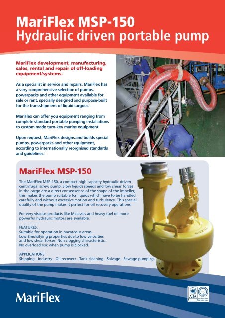 MariFlex MSP-150 Hydraulic driven portable pump
