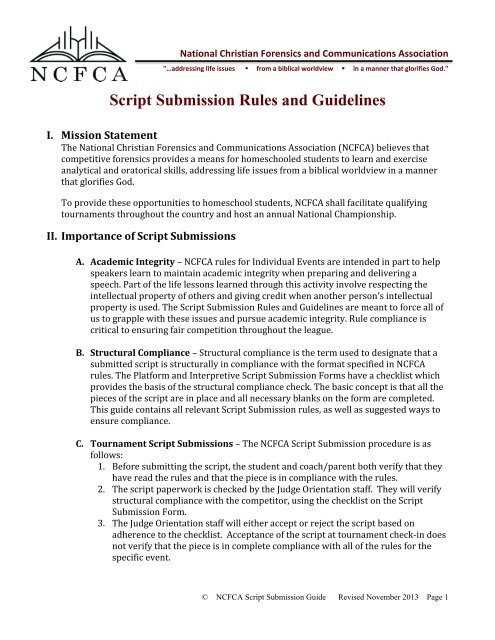 Script Submission Guide - National Christian Forensics and ...