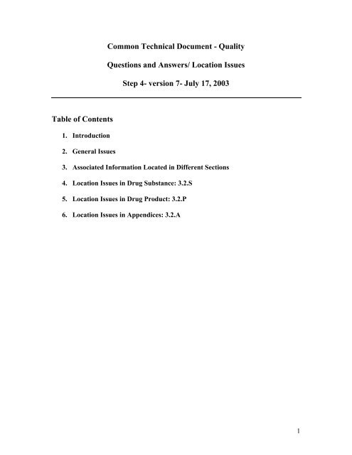 Common Technical Document â Quality