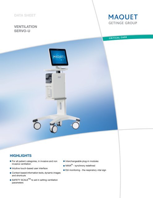 Data sheet SERVO-U - Maquet