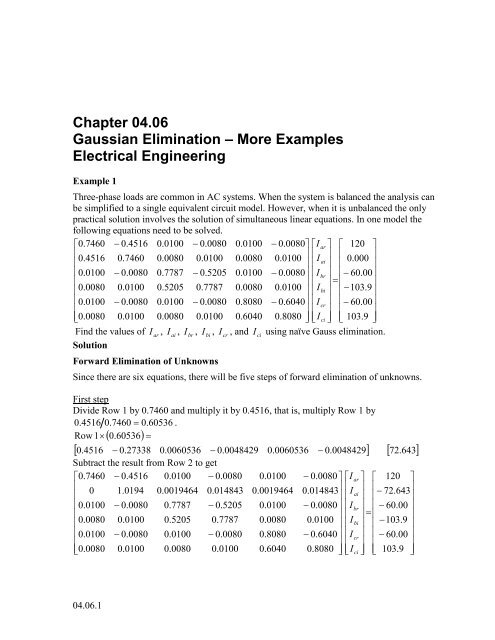 Gaussian Elimination-More Examples: Electrical Engineering