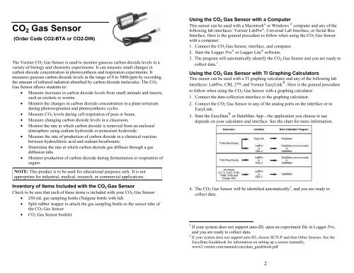 CO2 Gas Sensor - Vernier Software & Technology