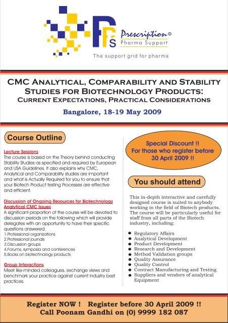 CMC Analytical, Comparability and Stability Studies - Prescription ...