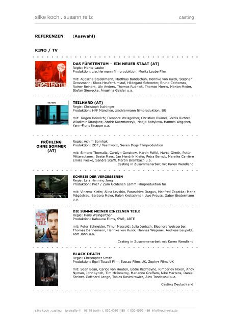silke koch . susann reitz - silke koch . casting