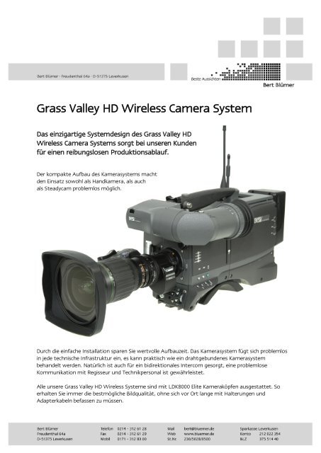 Grass Valley HD Wireless Camera System