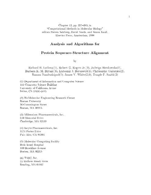 Analysis And Algorithms For Protein Sequence Structure Alignment