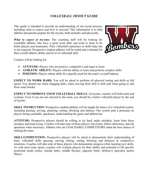 Girls Volleyball Tryout Guide - Westfield High School