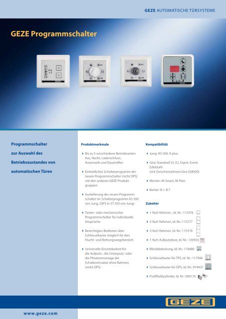GEZE Programmschalter - DoorGroup