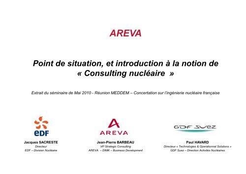 Présentation AREVA (Jean-Pierre Barbeau)