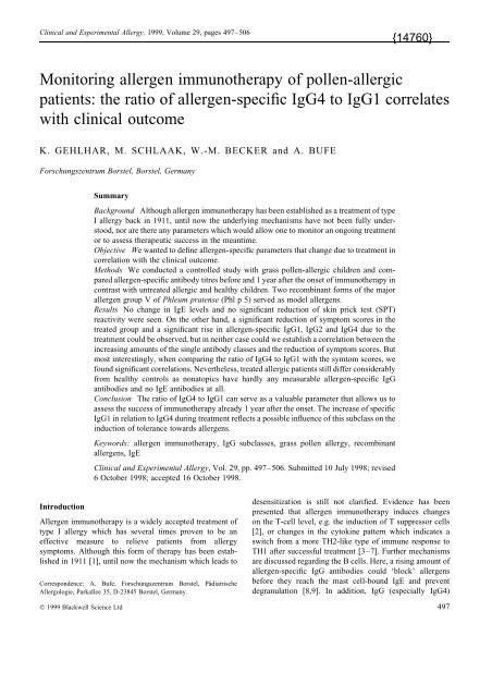 Monitoring allergen immunotherapy of pollen-allergic patients - Allergo