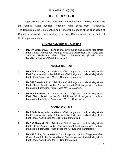 Notification - High Court of Gujarat