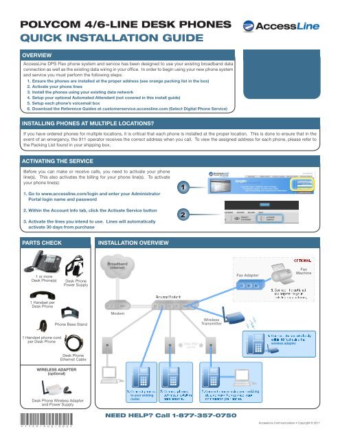 PolyCom 4 & 6-Line Desk Phones Quick Installation Guide