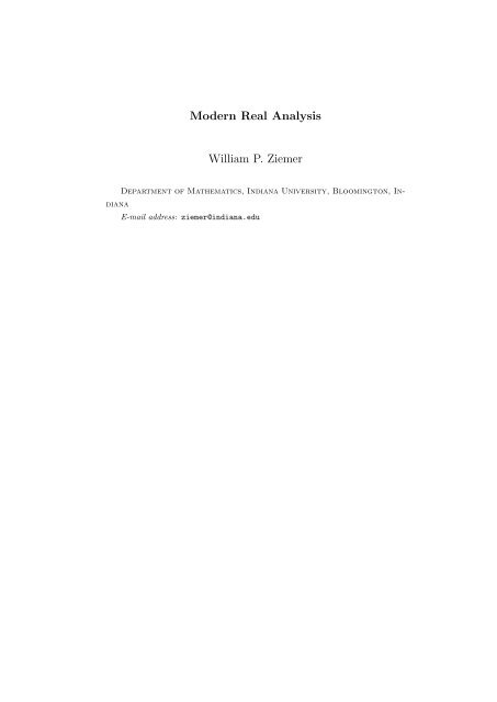 Modern Real Analysis William P. Ziemer