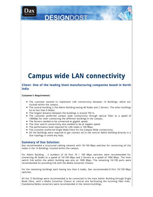 Campus wide LAN connectivity - Dax Networks