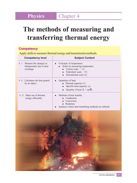 4 Physics - The methods of measuring and transferring thermal energy
