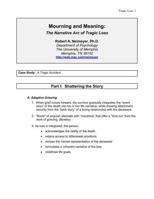 Mourning and Meaning: The Narrative Arc of Tragic Loss