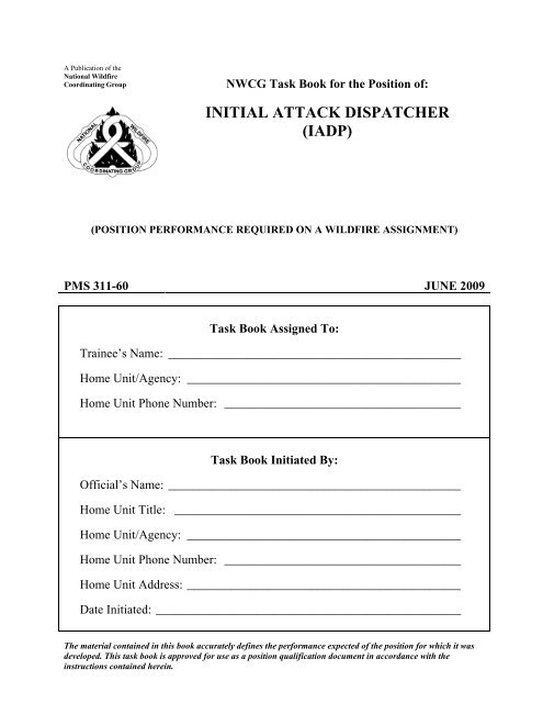 Initial Attack Dispatcher (IADP) - National Wildfire Coordinating Group