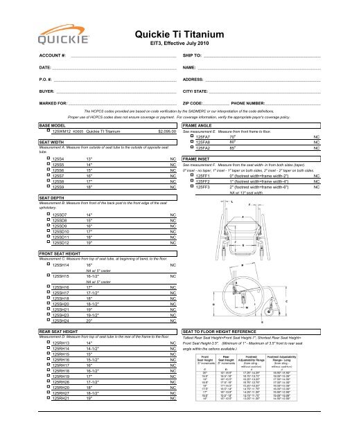Order Form - Quickie-Wheelchairs.com
