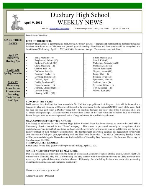 Duxbury High School - Fc.duxbury.k12.ma.us