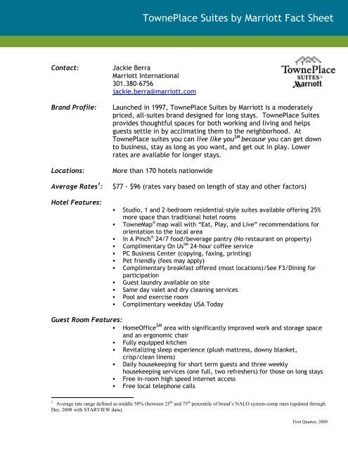 TownePlace Suites by Marriott Fact Sheet