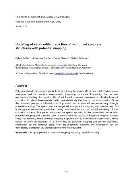 Updating Of Service Life Prediction Of Reinforced Concrete Structures