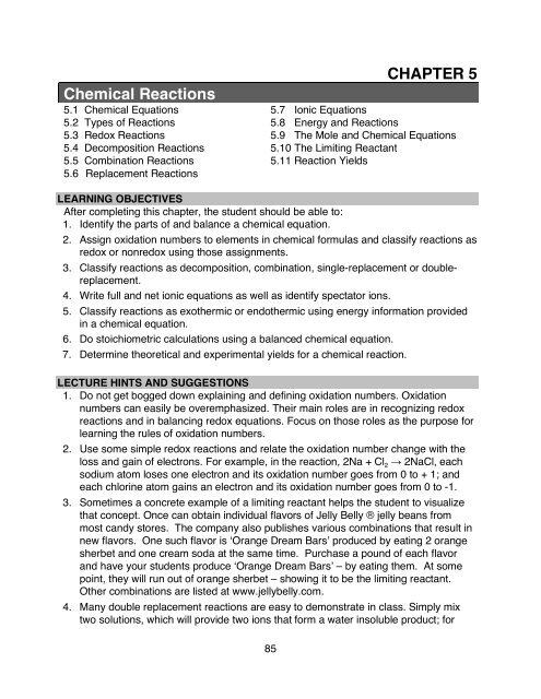 CHAPTER 5 Chemical Reactions