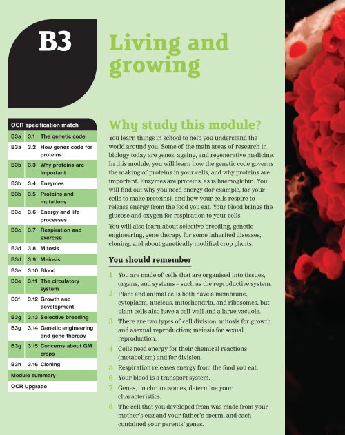 OCR Gateway GCSE Biology B3 - The Royal Latin School