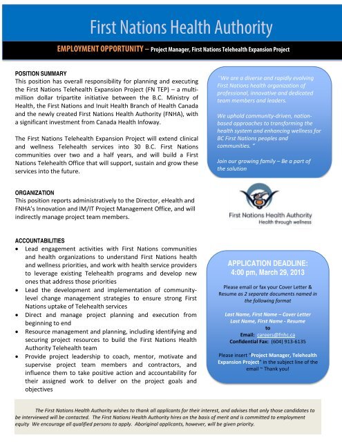 First Nations Health Authority - First Nations Health Council