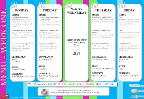 to see the latest menu - The Downley School