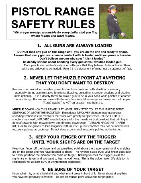 PISTOL RANGE SAFETY RULES - NSSA