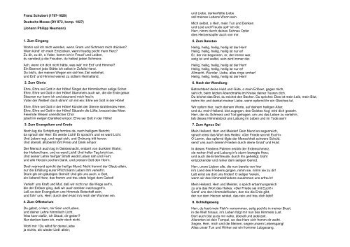 Schubert-Messe Text - Kirchenmusik in Sindorf