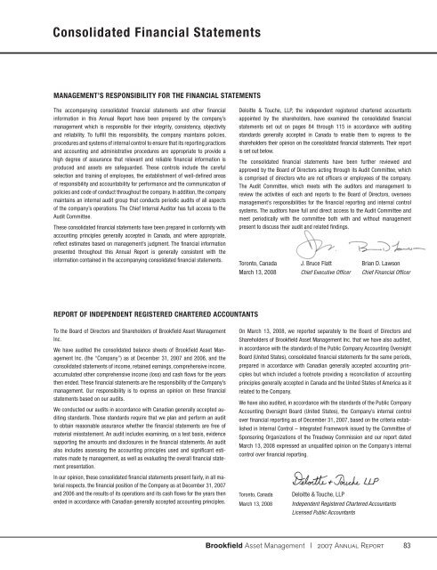 Consolidated Financial Statements - Brookfield Asset Management