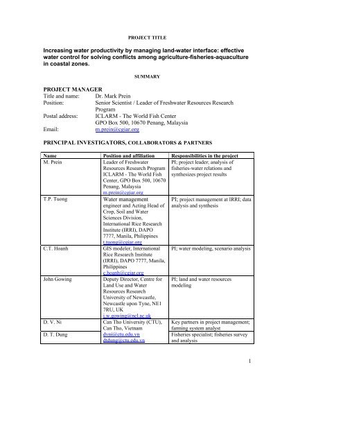 Fish Project Grant Proposal Sample 18 Printable Sample Project