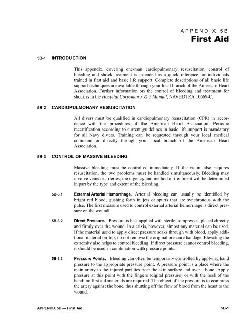 APPENDIX 5B â First Aid - GlobalSecurity.org