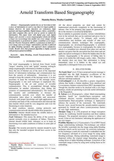 Arnold Transform Based Steganography - International Journal of ...