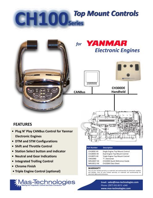 CH100 Top Mount CanBus Control Head - Mastry Engine Center