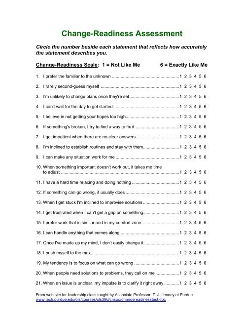 Change-Readiness Assessment