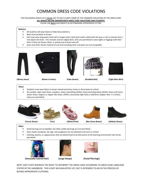 COMMON DRESS CODE VIOLATIONS - DSST