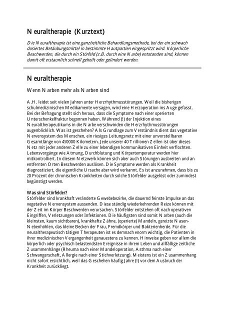 Neuraltherapie - Wenn Narben mehr als Narben sind