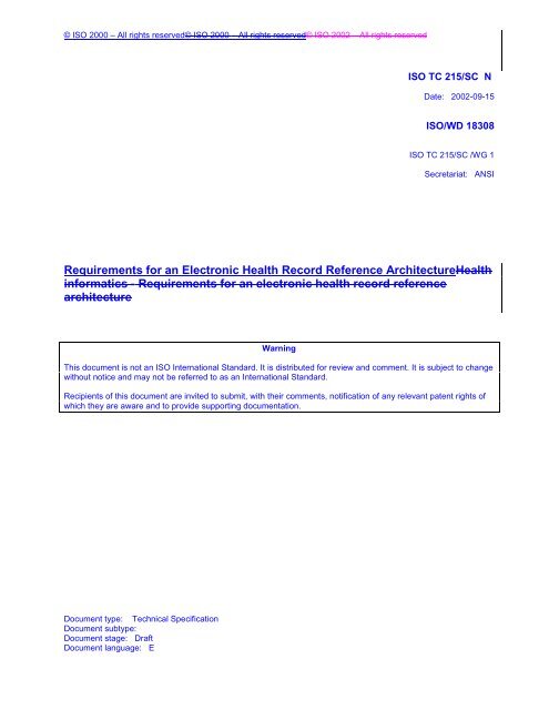 Requirements for an Electronic Health Record Reference ...