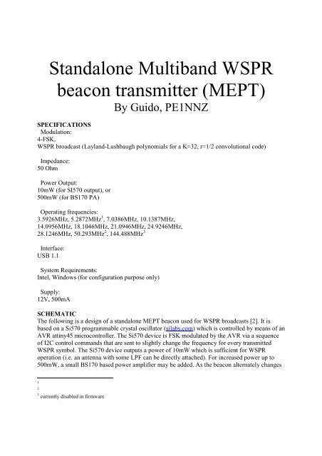 Standalone Multiband WSPR beacon transmitter (MEPT) - WSPRnet