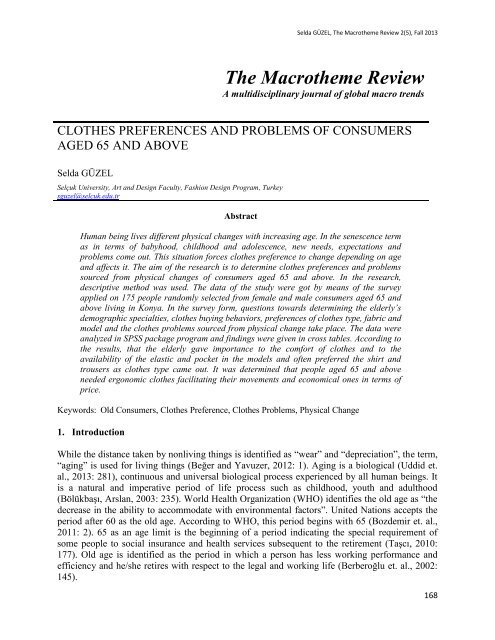 CLOTHES PREFERENCES AND PROBLEMS OF CONSUMERS ...