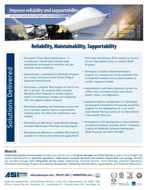 Reliability, Maintainability, Supportability - Andromeda Systems ...