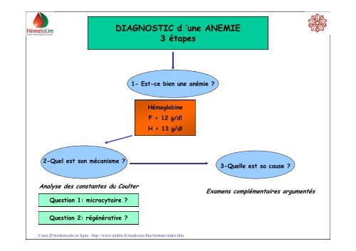 DIAGNOSTIC d 'une ANEMIE 3 étapes - HEMATOLIM