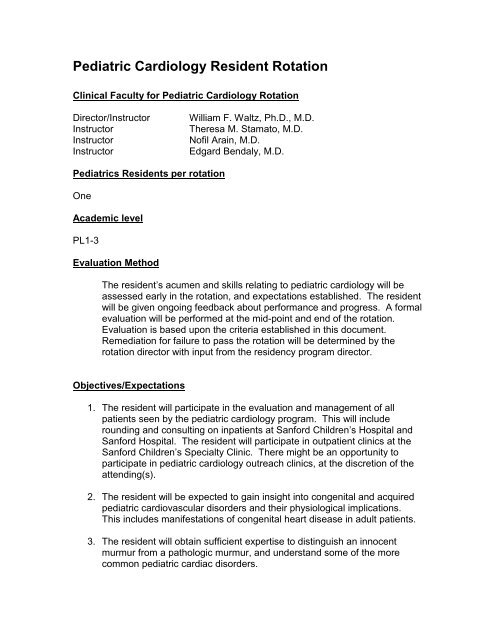 Pediatric Cardiology Resident Rotation