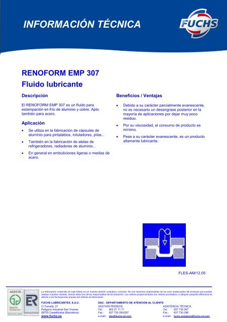 renoform emp 307 - fuchs lubricantes