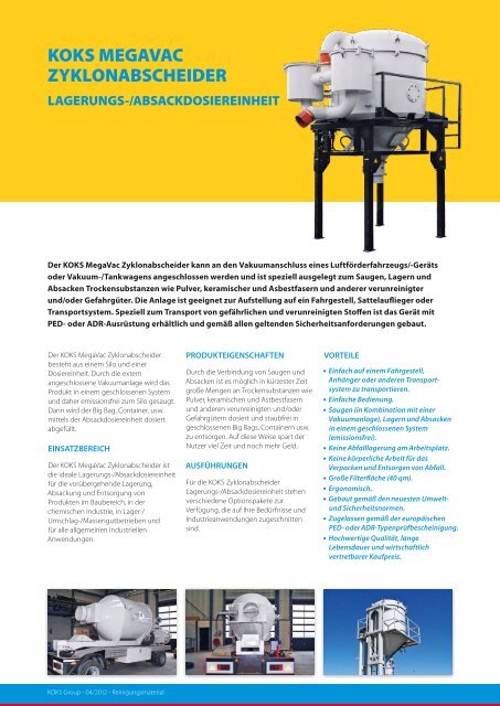 KOKS MEGAVAC ZYKLONABSCHEIDER - KOKS Group bv