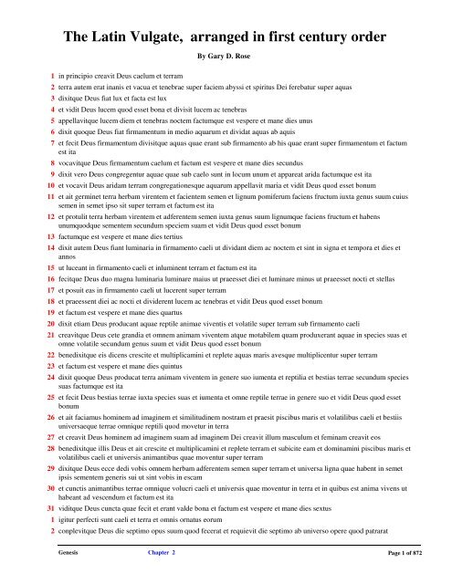 The Latin Vulgate, arranged in first century order